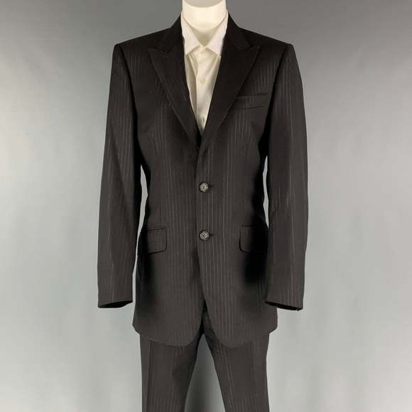 Lanvin | Suits & Blazers | Lanvin Black Stripe Wool Peak Lapel 3 28 ...